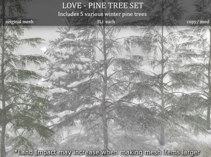 Second Life Marketplace - LOVE SUPERSTORE - PINE TREE SET